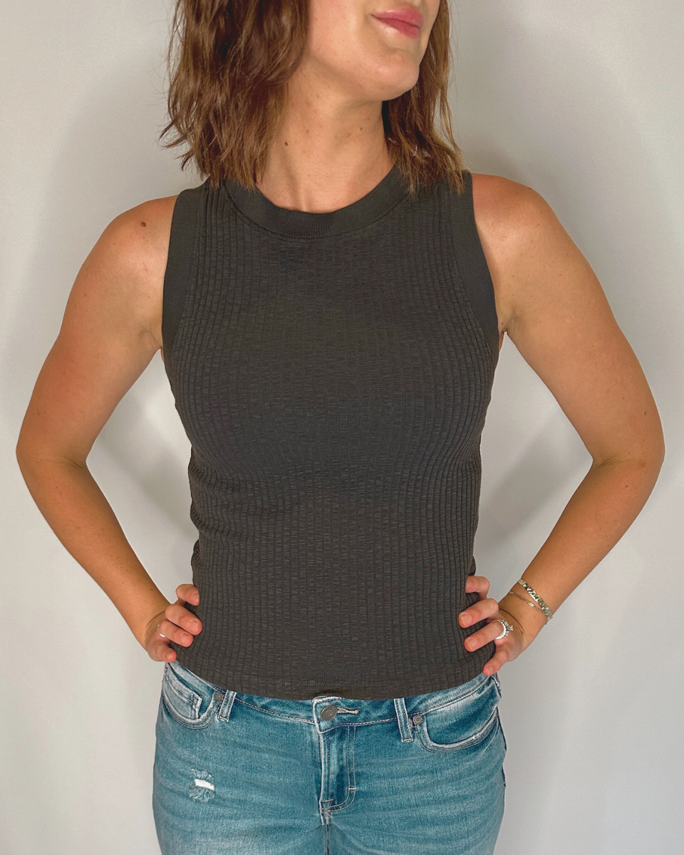 PROJECT SOCIAL T The Player Racerback Rib Tank – Stone + Suede Boutique